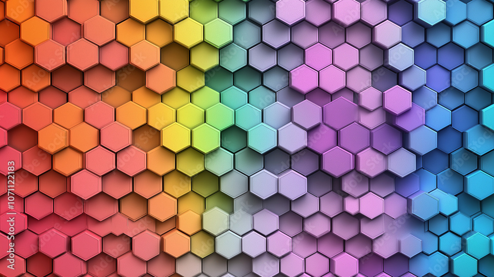 3D hexagon texture collection with raised surfaces and gradient color ...