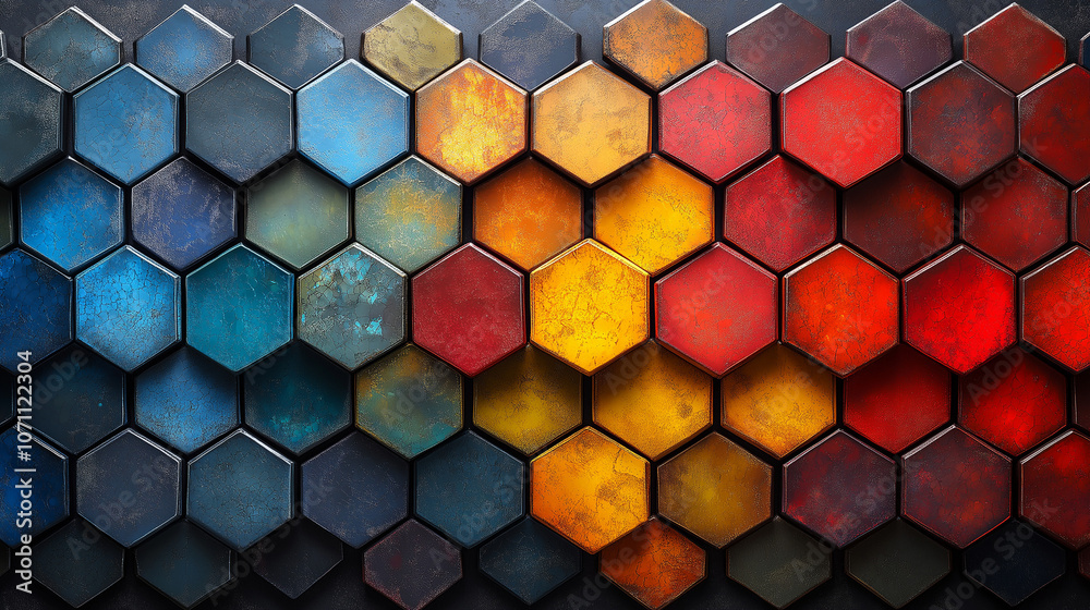 3D hexagon texture collection with raised surfaces and gradient color ...