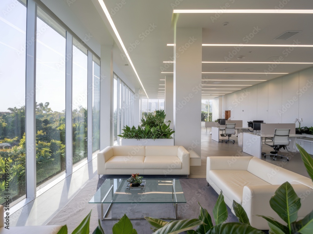 Open space office featuring a luxury interior design for a modern ...