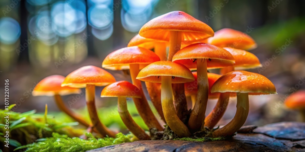 Deadly poisonous fungus with orange caps and gills, paxillus involutus ...