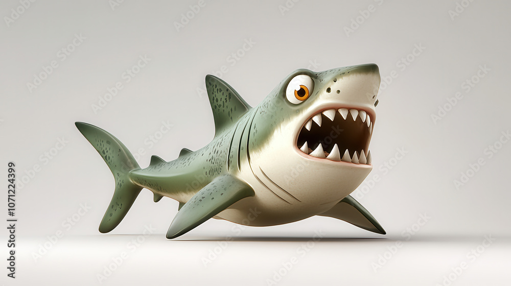 Zany shark illustration with angry face, showcasing sharp teeth and ...