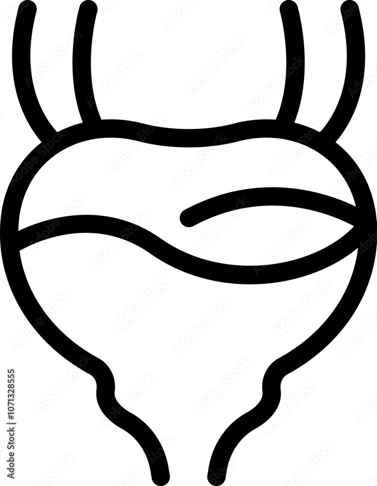 Simple black and white line drawing of a human bladder storing urine ...