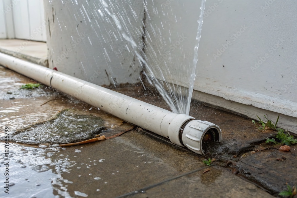 "Water Leak from Burst PVC Pipe - Plumbing Issue" Stock Illustration ...
