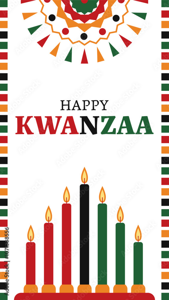 Kinara with seven lit candles celebrating kwanzaa, a week-long ...