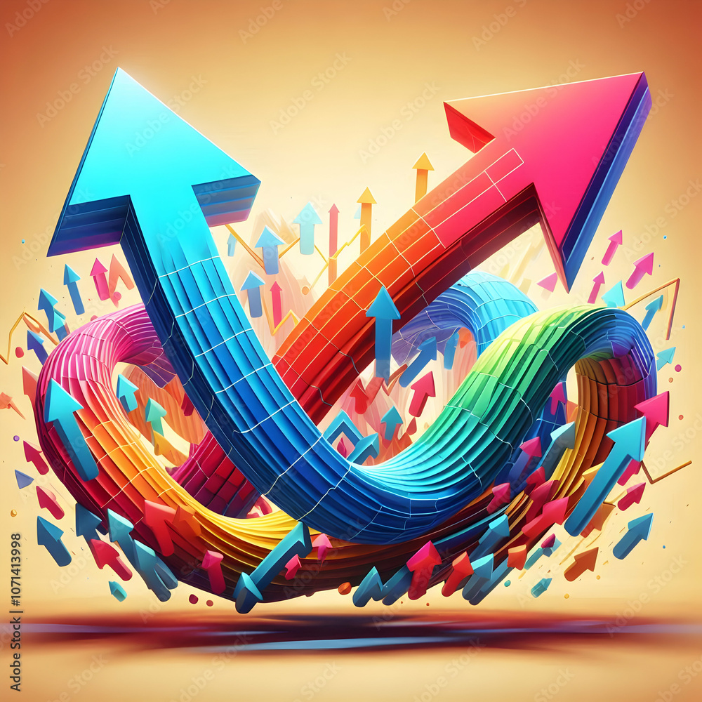 Market Graph Arrow concept as A 3D vector of an upward and downward ...