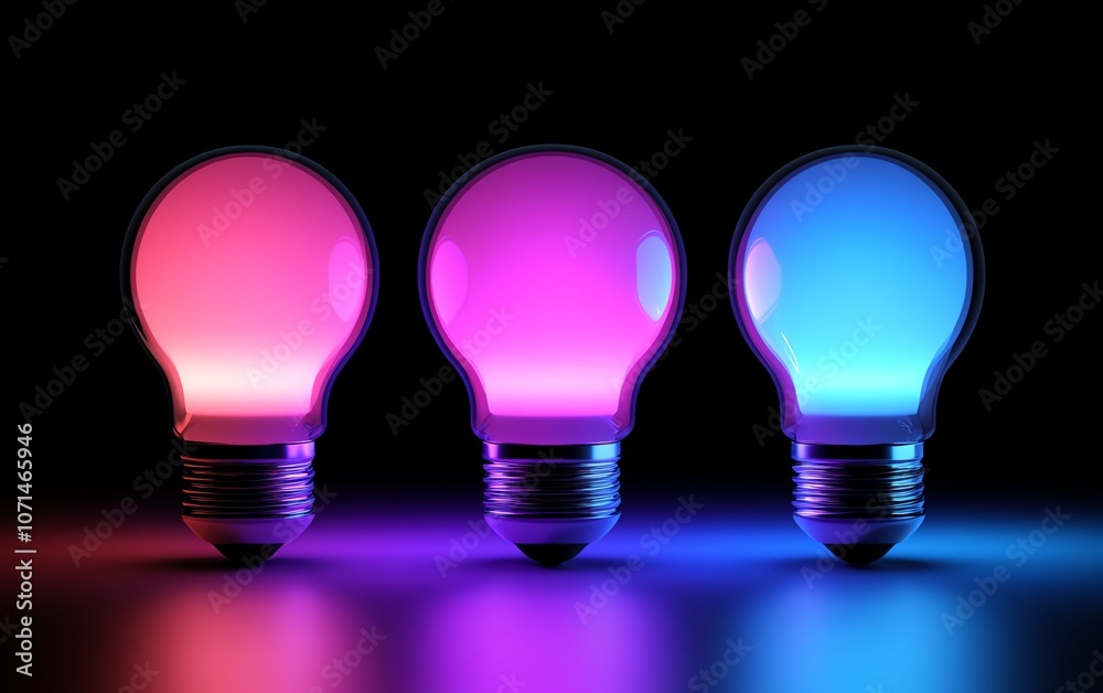 A futuristic smart lightbulb emitting vibrant hues, wireless control ...