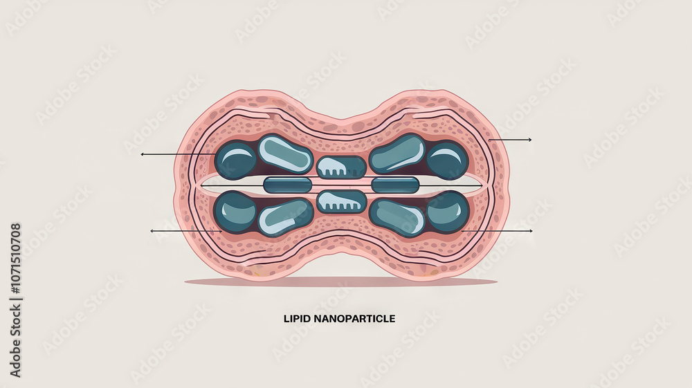 Illustration of Lipid Nanoparticle (LNP) Structure for Drug Delivery ...
