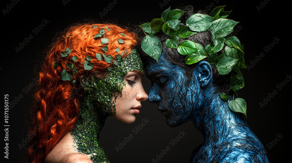 Allegorical portrait of Adam and Eve in homage to Mother Nature ...