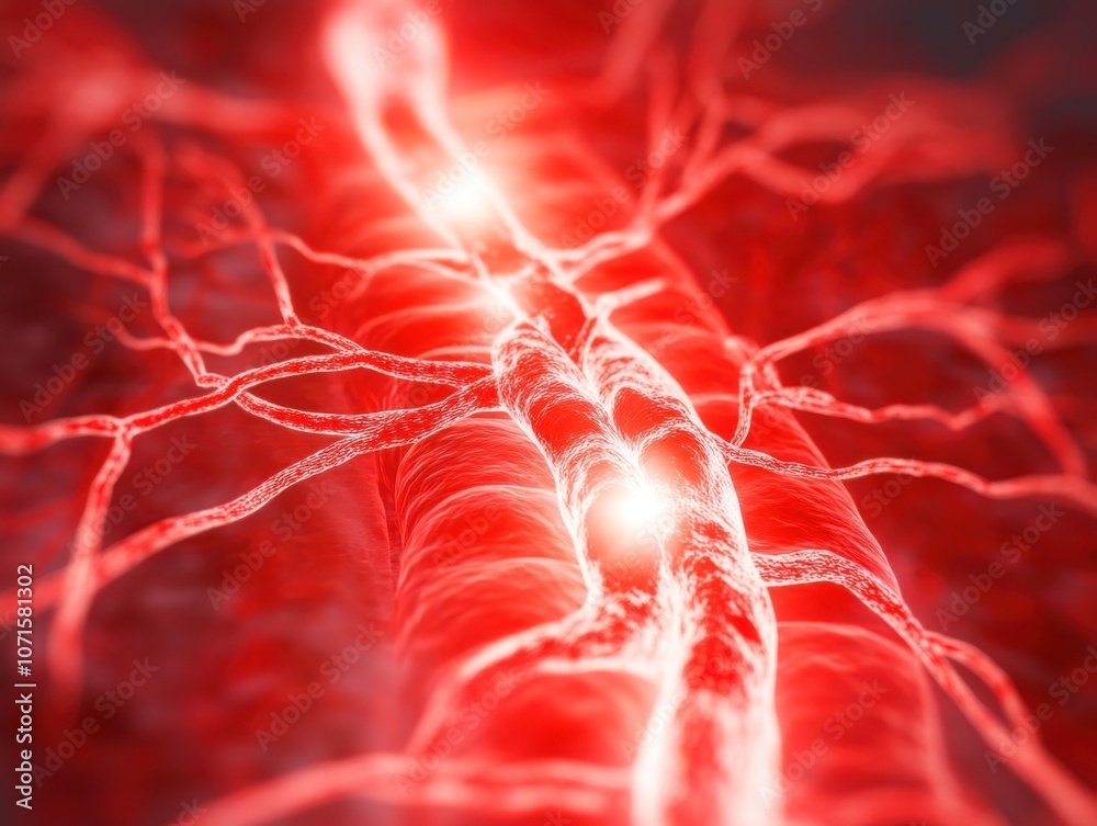 Inflamed Nerve Cell, Red Tonal Illustration, Medical Concept, Nerve ...
