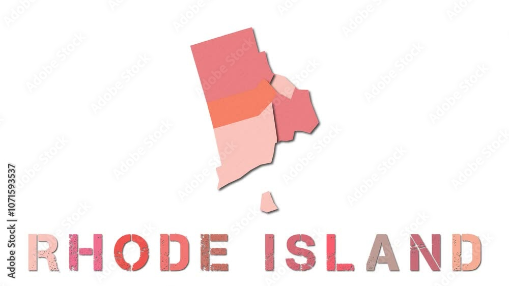 Rhode Island map with paper regions. Animated US state map growing from ...