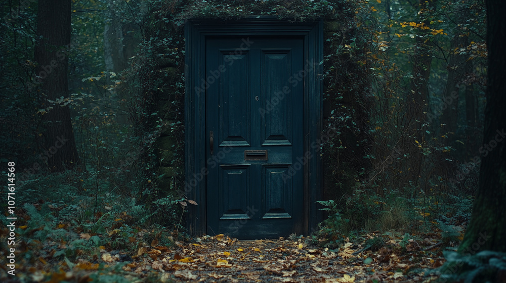 Foto de Secret Door in the Woods: A mysterious, weathered door stands ...