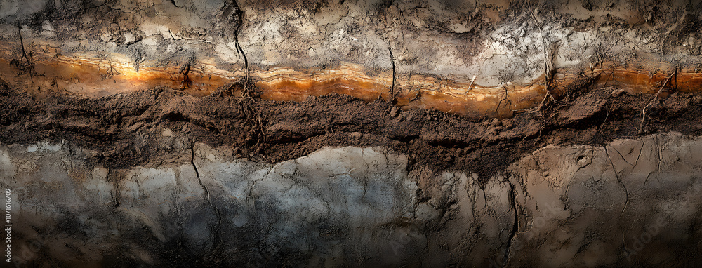 Underground earth texture, cross section of soil layers panorama Stock ...