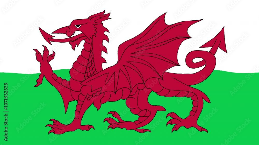 Stylized Cartoon Waving Flag of Wales, Animated Background in Hand ...
