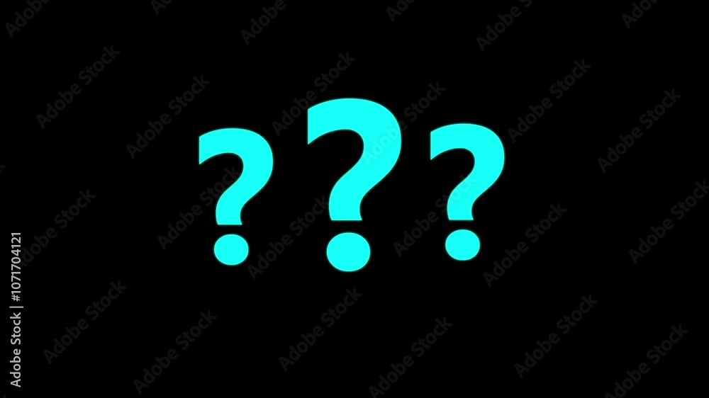 Animation Question mark of three question marks symbol. Alpha channel ...