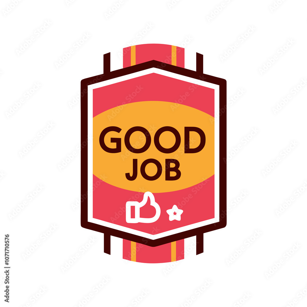 Good Job badge with thumbs up on red and yellow, AI Generation Stock ...
