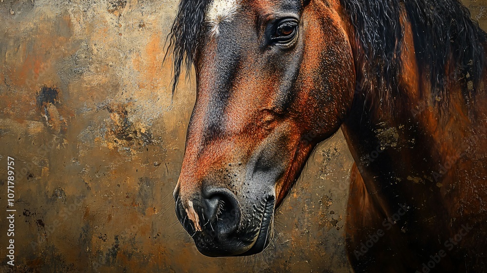 Close-up of a horse's face in mid-neigh, horse, neighing, close-up ...