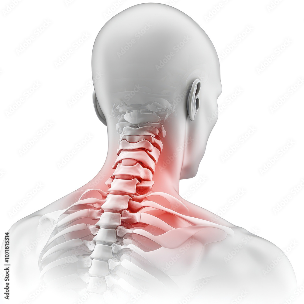 The image illustrates a human neck with highlighted areas indicating ...