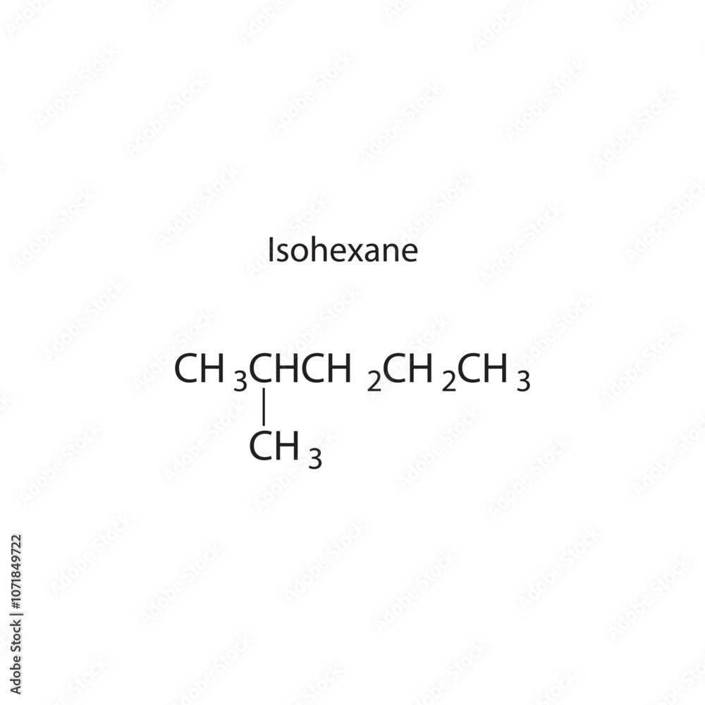 Isohexane skeletal structure diagram.Organic molecule compound molecule ...