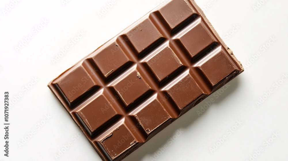 69.Chocolate bar photographed from the top on a white background ...