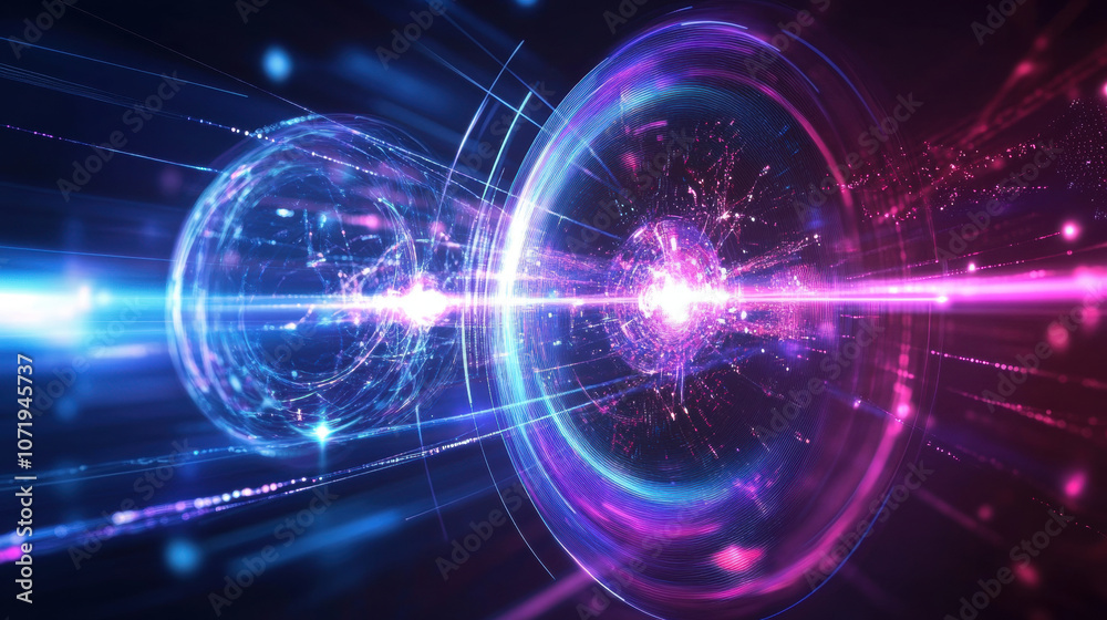 Quantum communication network, entangled particles transmitting data ...