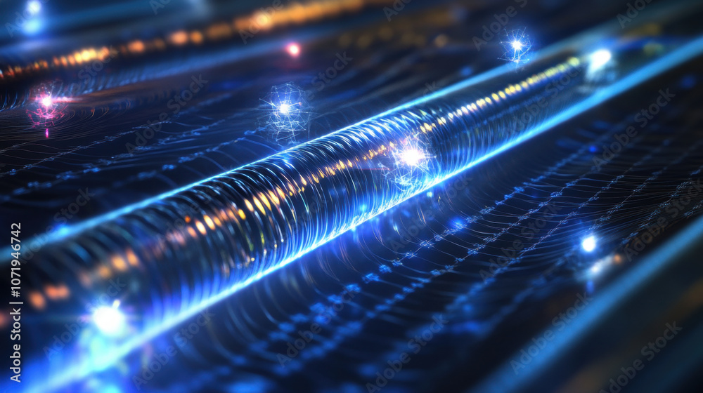 Quantum communication network, entangled particles transmitting data ...