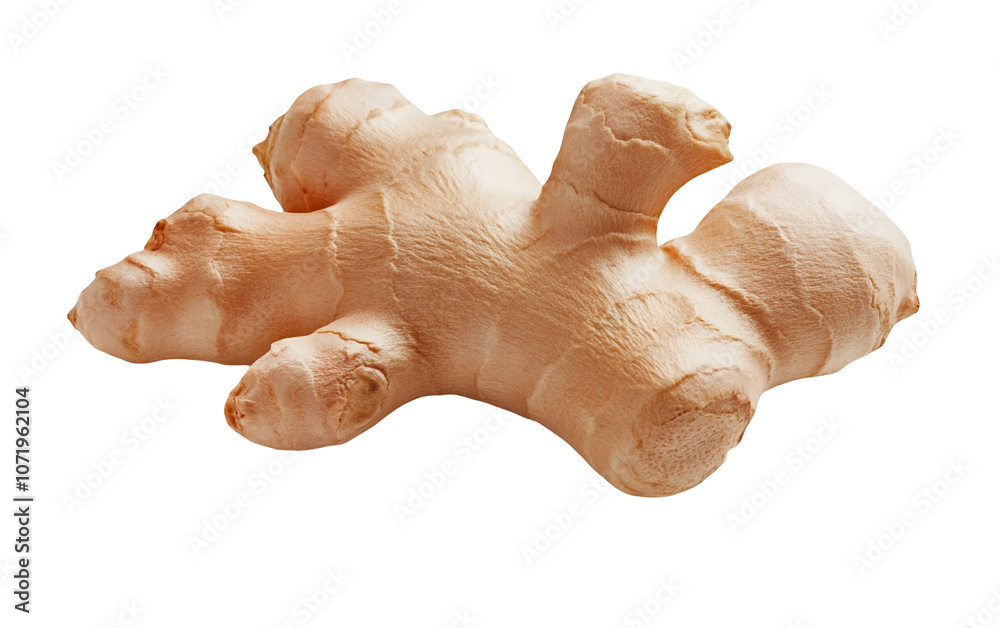 PNG object on clear backdrop. A whole ginger root displayed on a ...