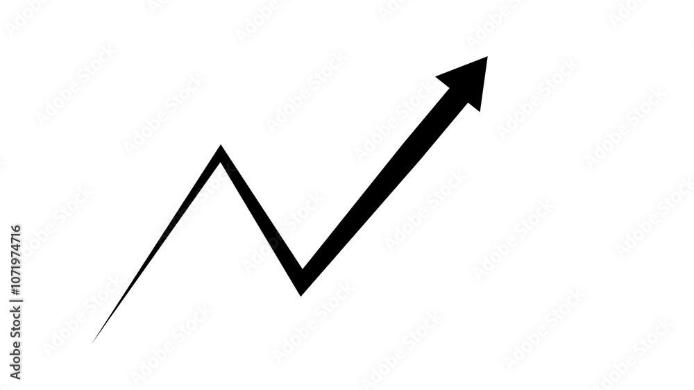 Business growth arrow and graph chart animation. Black arrow up ...