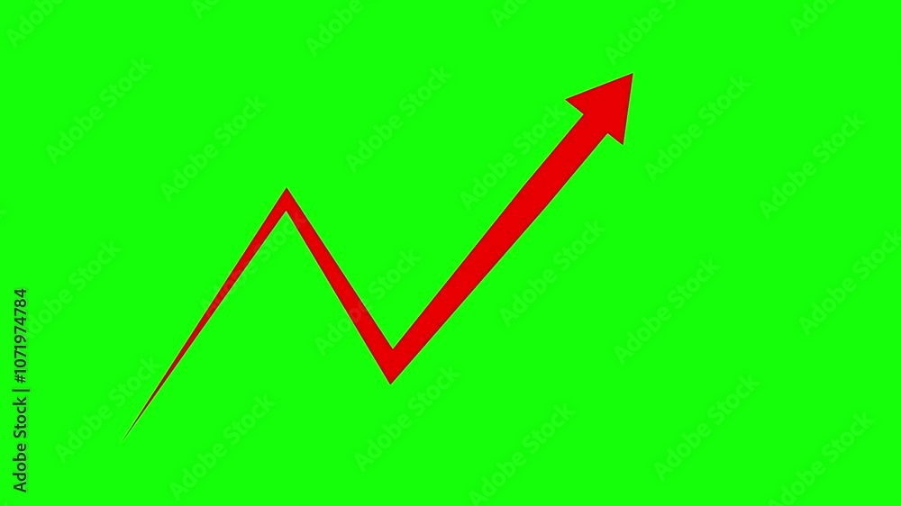 Business growth arrow and graph chart animation. Red arrow up animation ...
