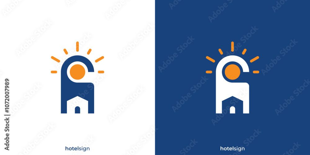 Hotel Sign Logo with Home Shape and Sun Icon Graphic. Hotel Room ...
