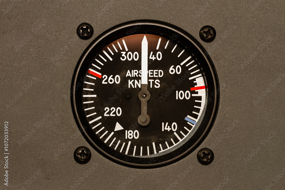 Airspeed Indicator. An analog instrument in the flight deck of an ...