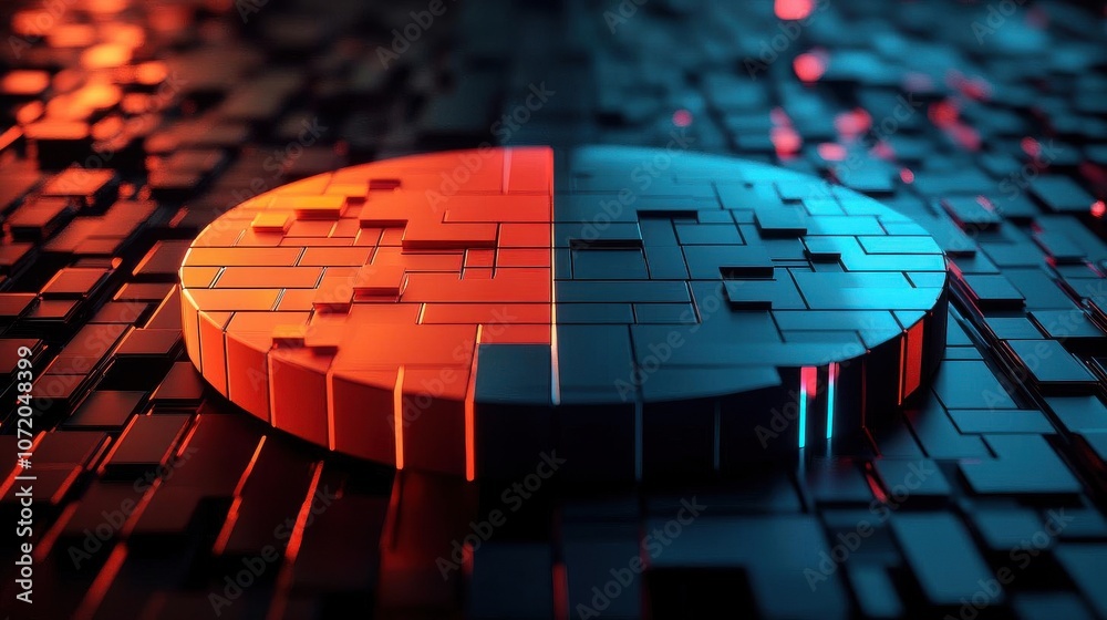 Data loading flat design side view advanced tech theme 3D render Splitcomplementary color scheme ...