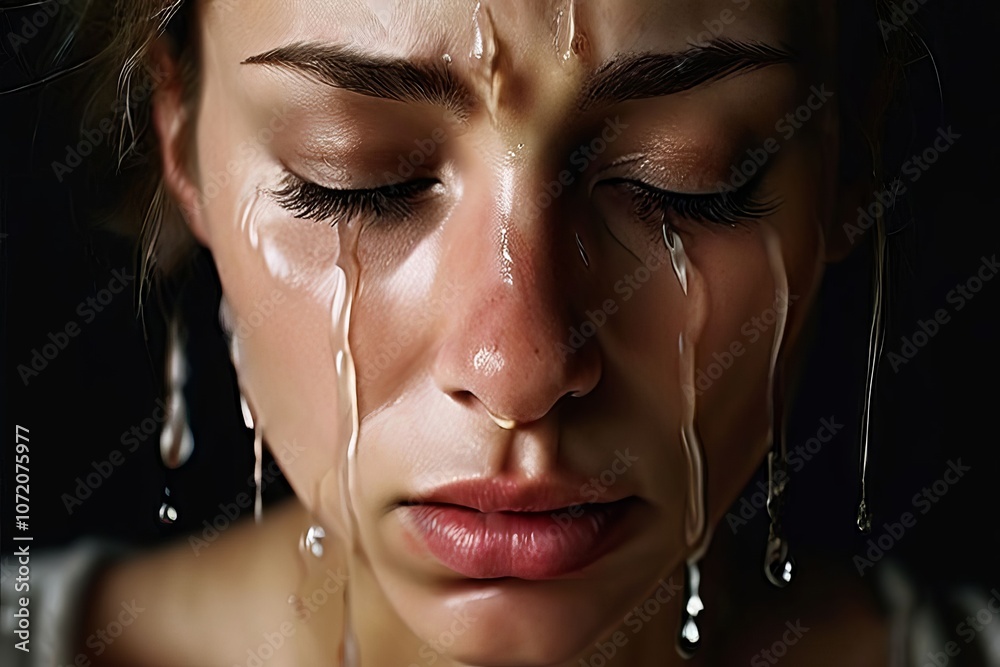 tear rolling down a cheek emotional release and vulnerability Stock ...