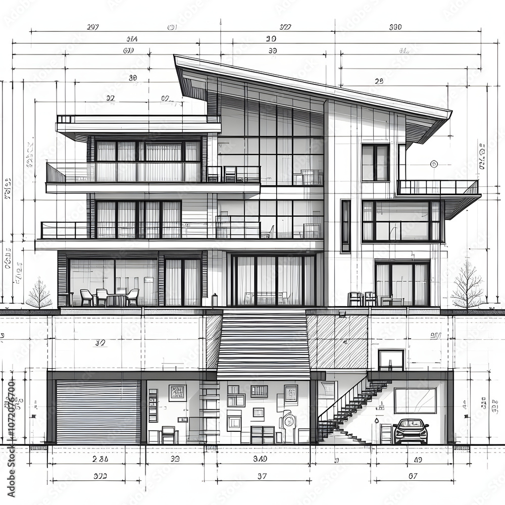 Architectural concept design of residential building, real state ...