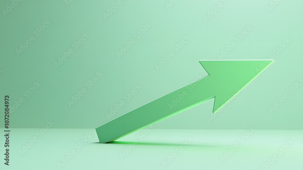 A 3D arrow icon in green, pointing to the right, angled slightly ...