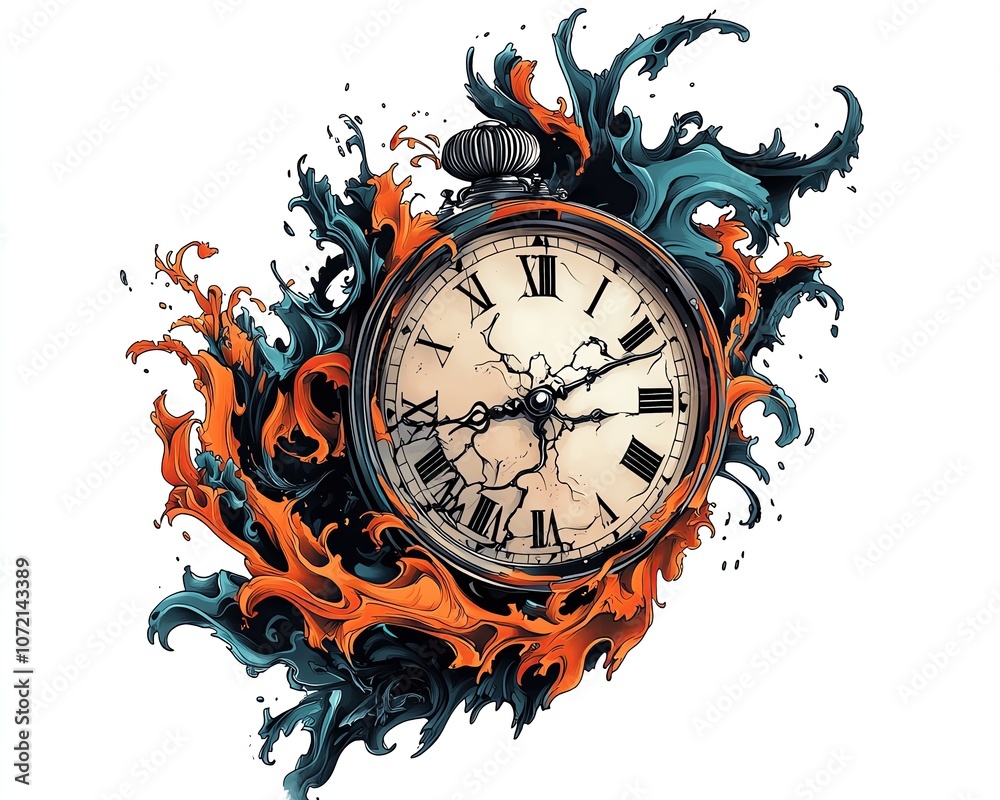 Isolated on white background, a captivating tattoo design of a clock ...