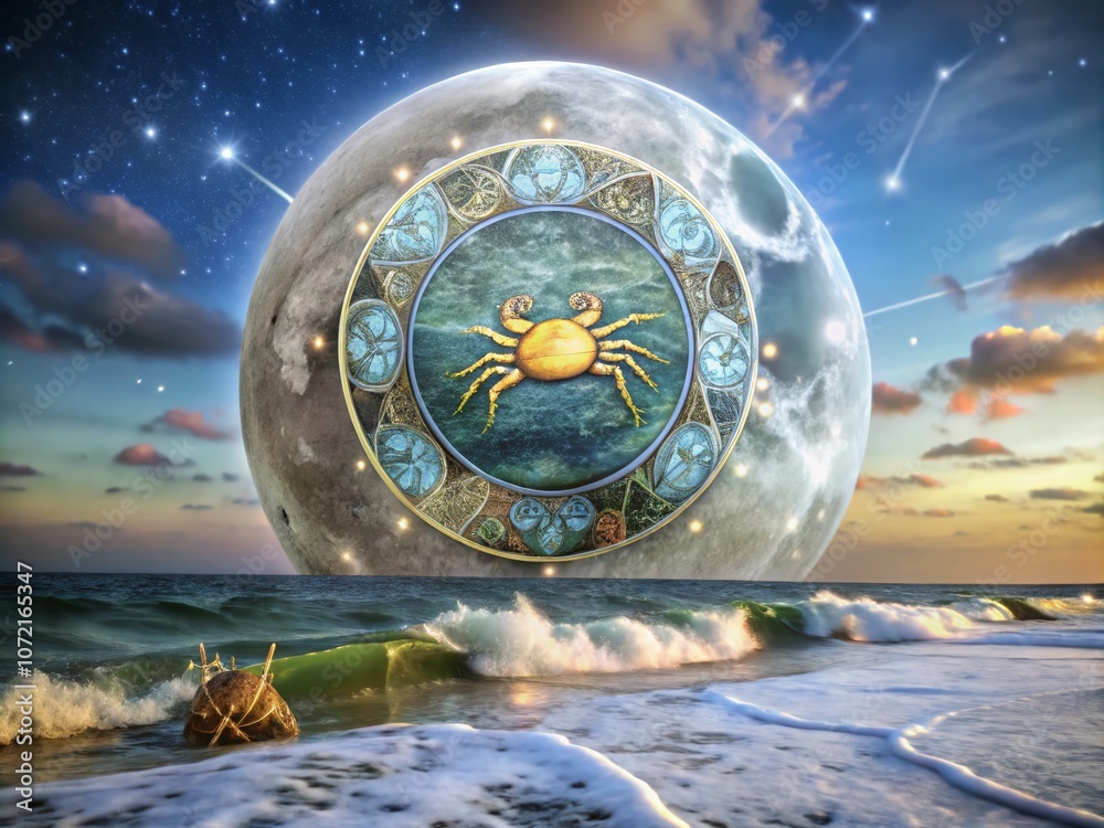 Captivating Symbol of Cancer Zodiac Sign in a Serene Astrological ...