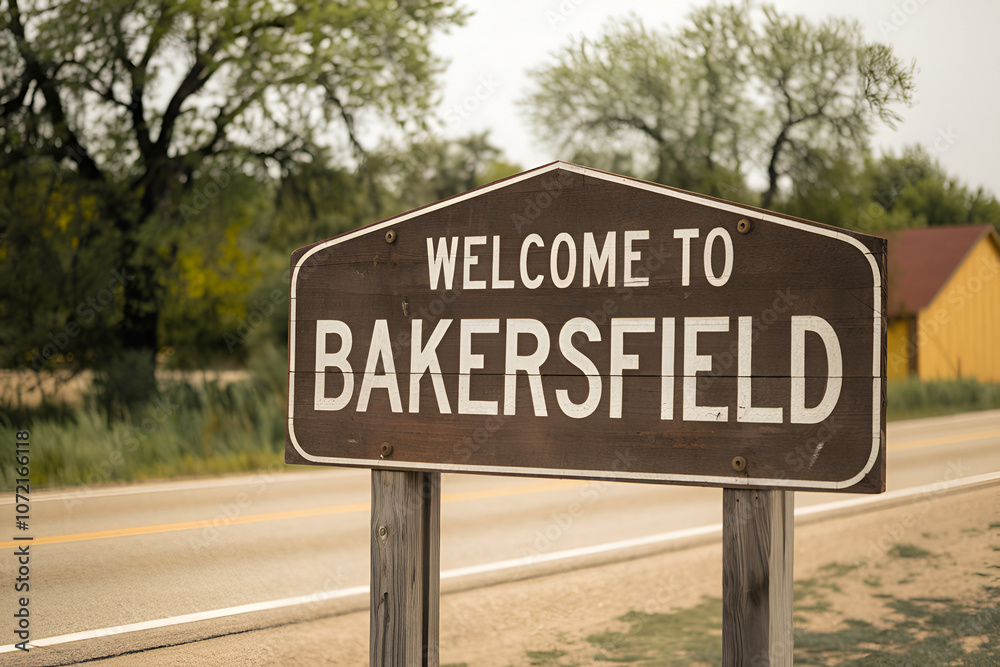 Foto de Elegant wooden "Welcome to Bakersfield" sign, ideal for US city ...