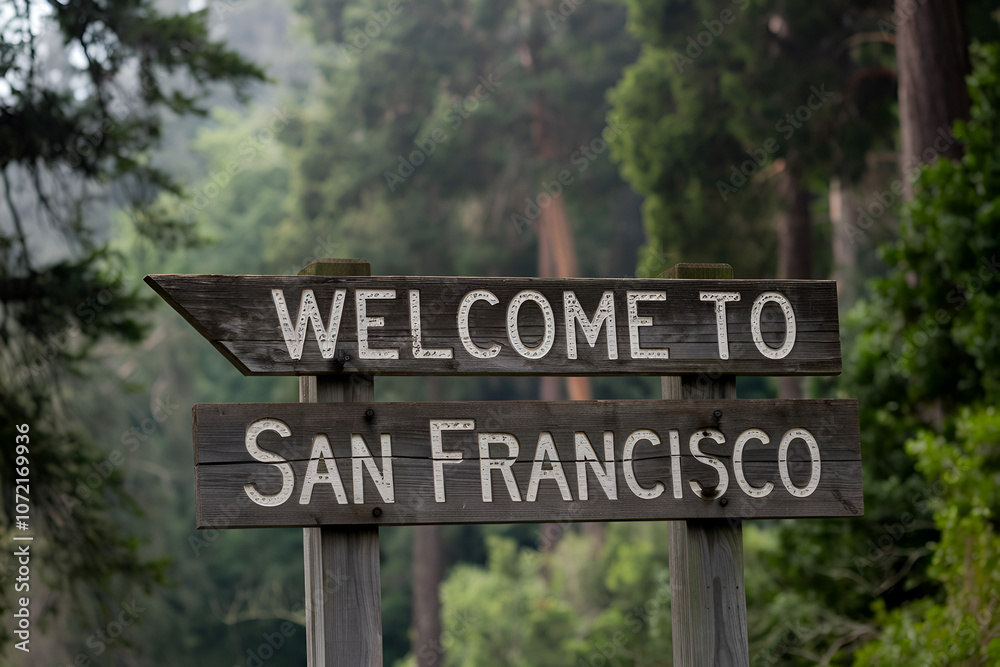Foto de Stylish wooden "Welcome to San Francisco" sign, perfect for US ...
