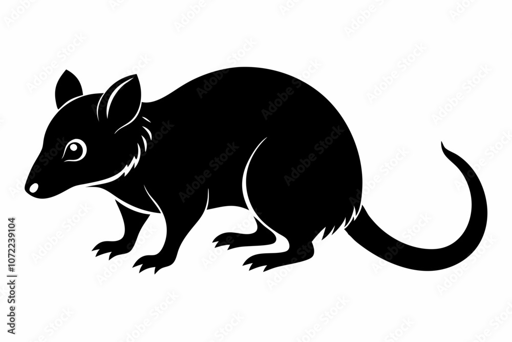 Vecteur Stock Opossum vector black silhouette design for T-Shirt ...
