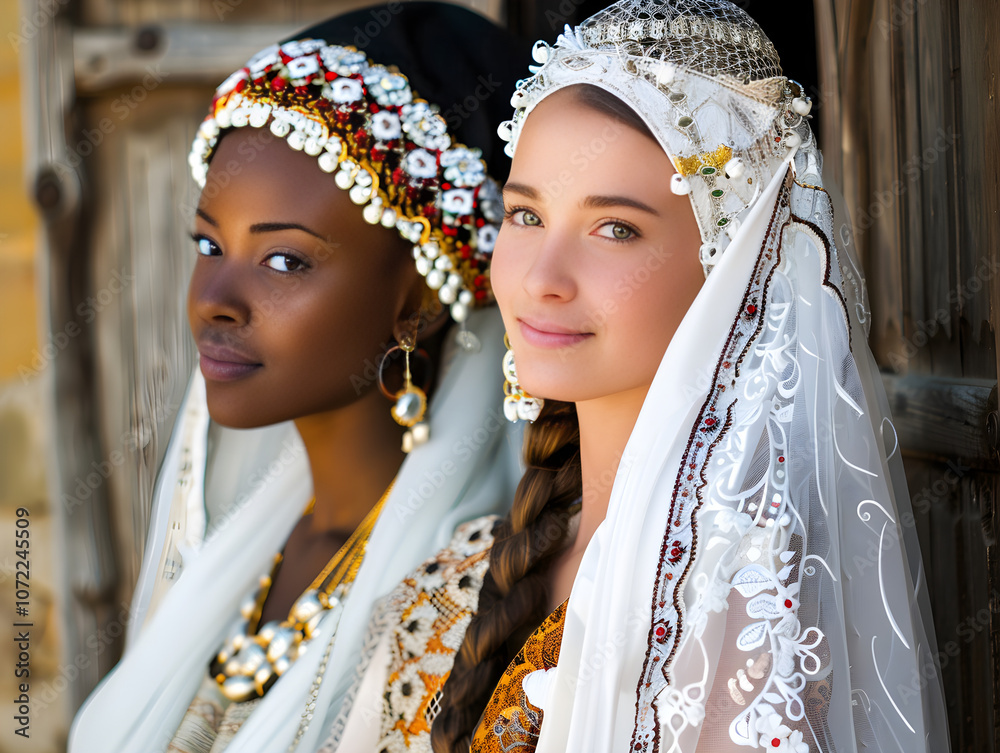 Poster "Celebrating Cultural Diversity: Women in Traditional Wedding ...