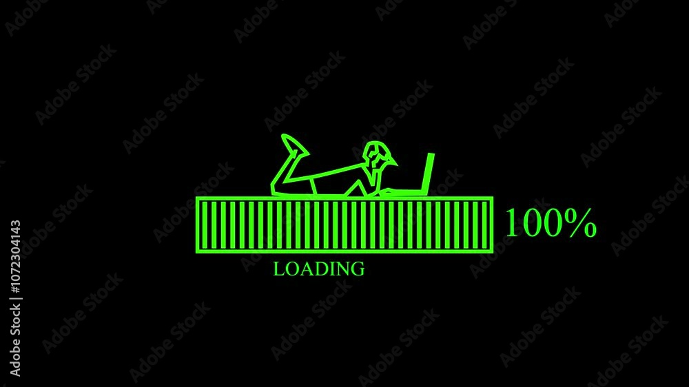 man icon symbol with lapton under loading bar .Status loading and ...