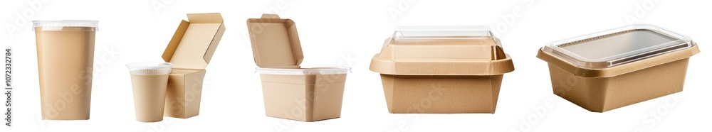 Empty cardboard craft kraft container for ready-to-eat food or delivery ...