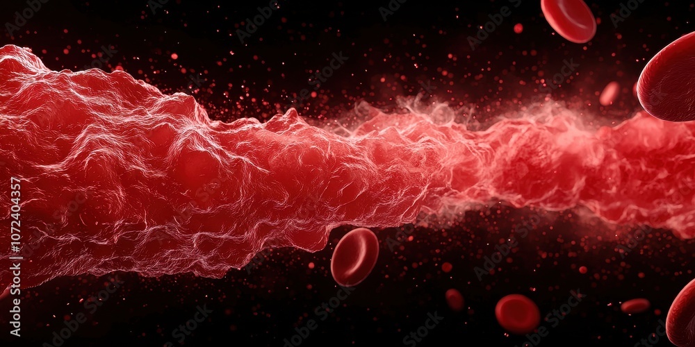 A vivid depiction of flowing red liquid, resembling blood, with red ...