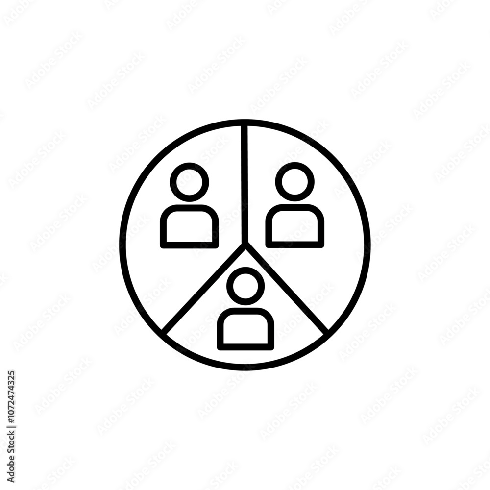 People segmentation icon black and white vector outline sign Stock ...
