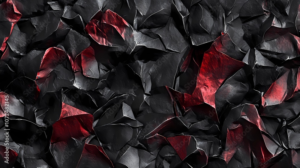 Abstract shiny foil texture with detailed creases and reflective ...