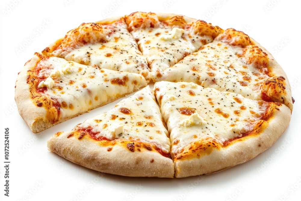 Four-Cheese Pizza Slice Isolated on White Background. Traditional ...