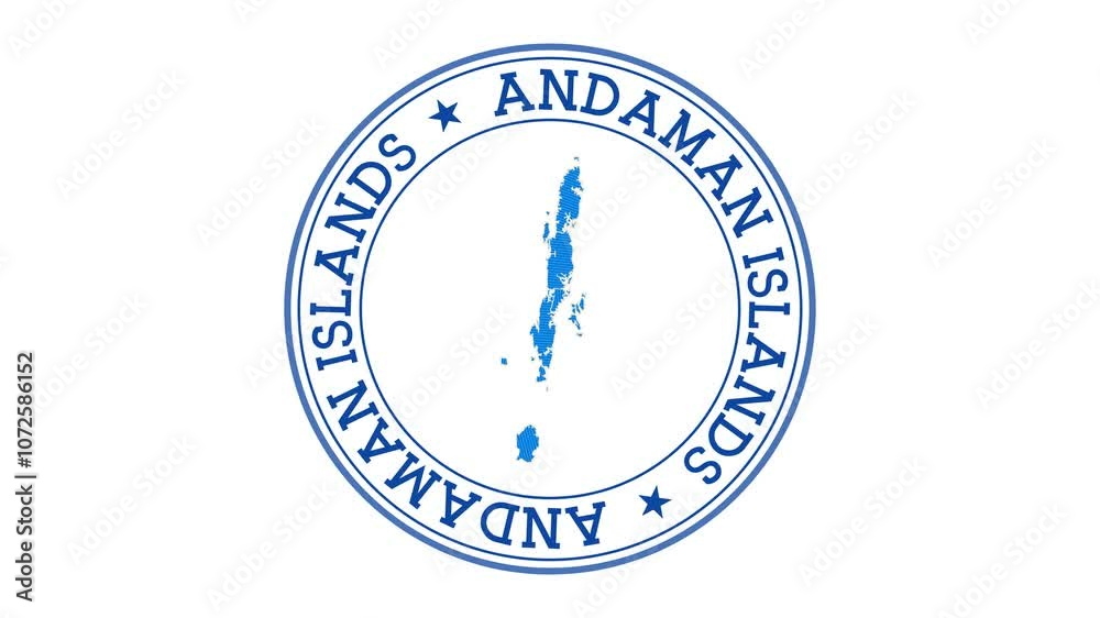 Andaman Islands intro. Badge with the circular name and map of island ...
