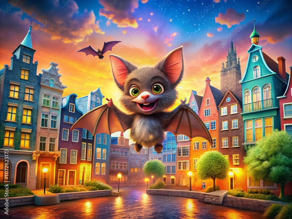 Adorable Cartoon Vampire Bat Character for Kids, Perfect for Children's ...