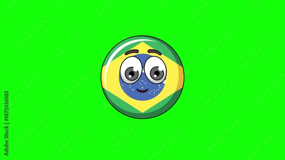 brazil cartoon character with a saluting face, emoji emoticon animation ...