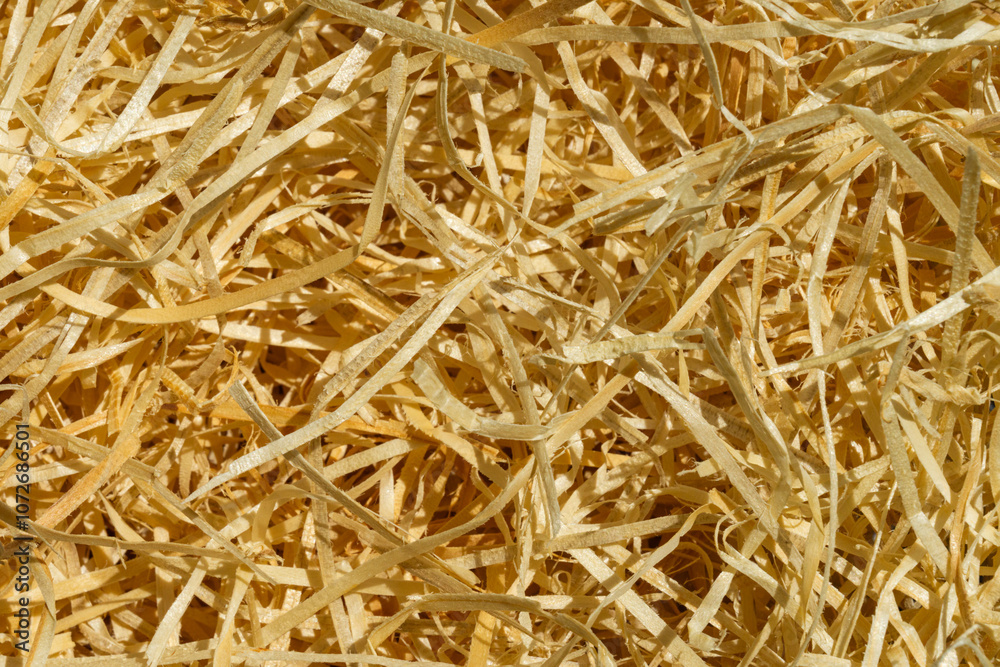 Packaging material. Straw for packing fragile items. Top view of ...